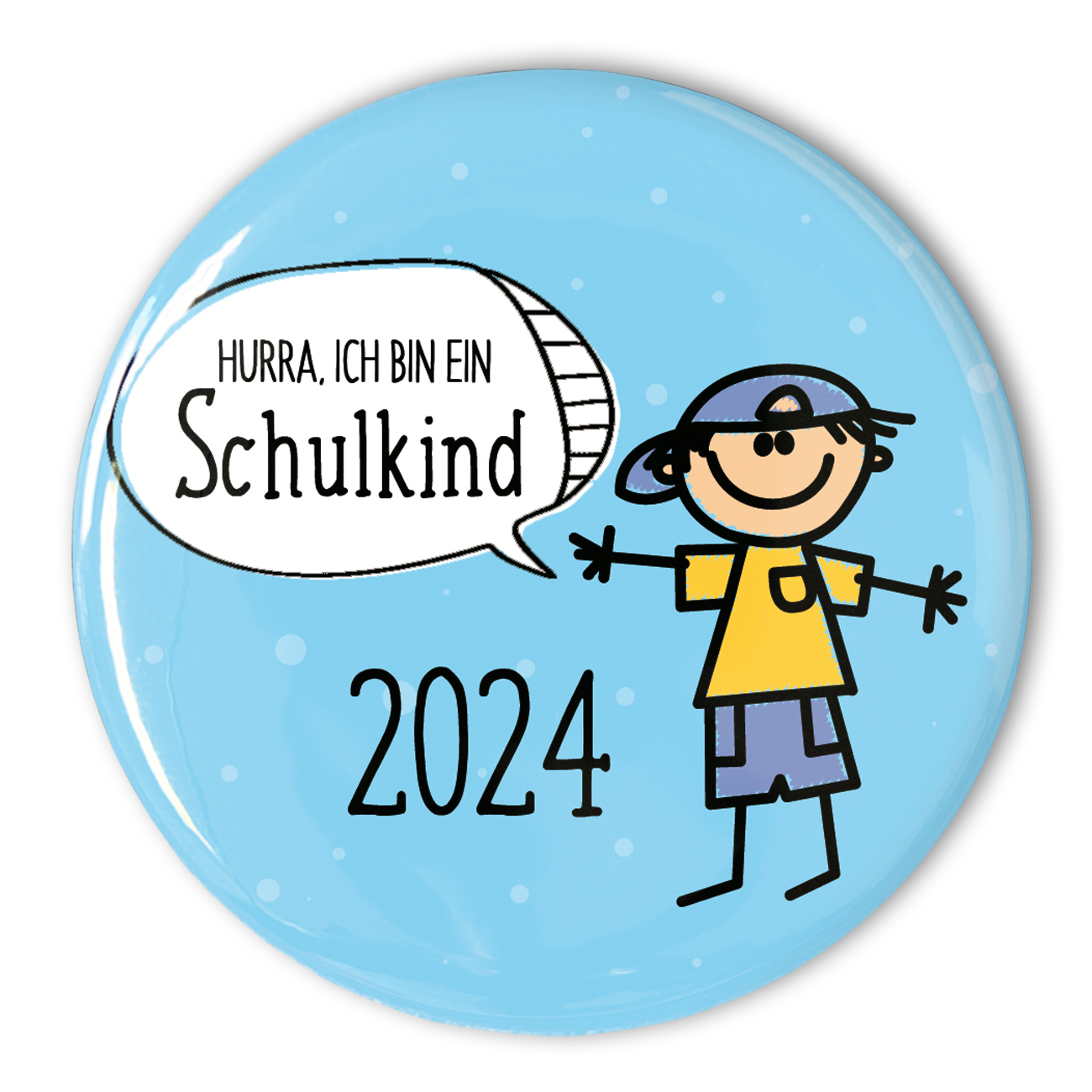 Hurra ich bin ein Schulkind Button #7 Junge blau | stylebutton.de